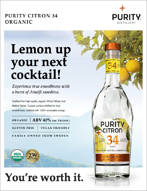 Purity Citron 34 | Purity Organic Vodka & Gin