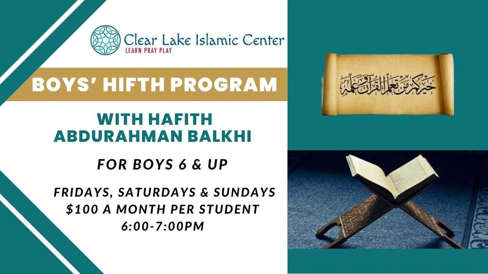 BOYS HIFTH PROGRAM — Clear Lake Islamic Center