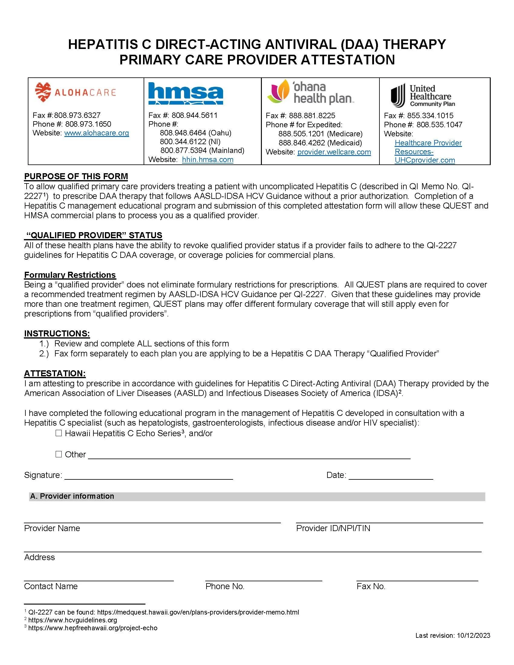Waiver Form for Hep C Meds — Hep Free Hawaii