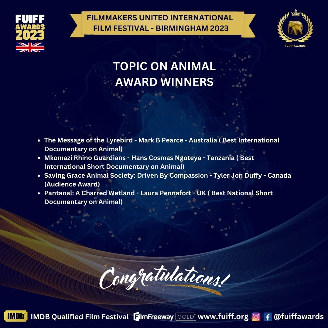 FUIFF AWARDS 2023 presents Best International Documentary on Animals to ...
