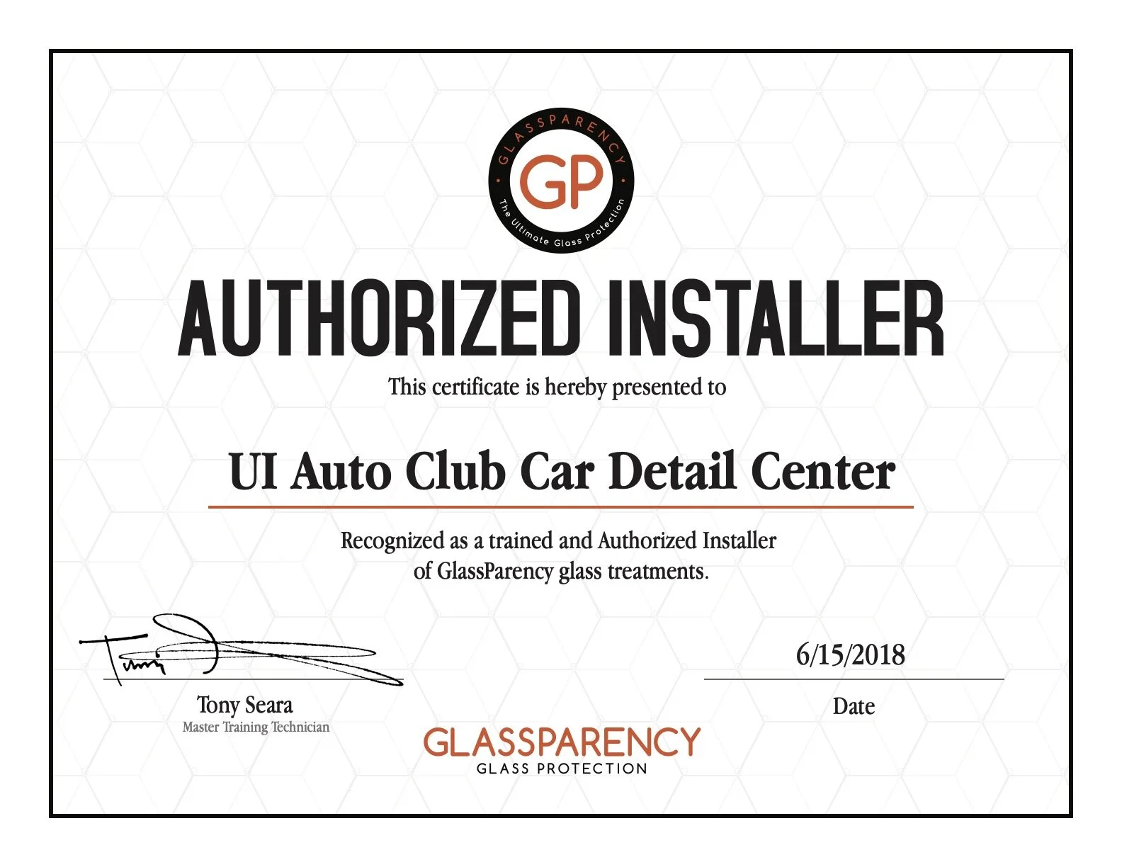 Certifications | Auto Club Detailing