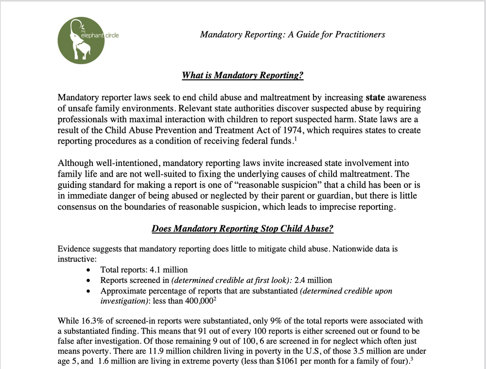 Resources — Mandatory Reporting is Not Neutral