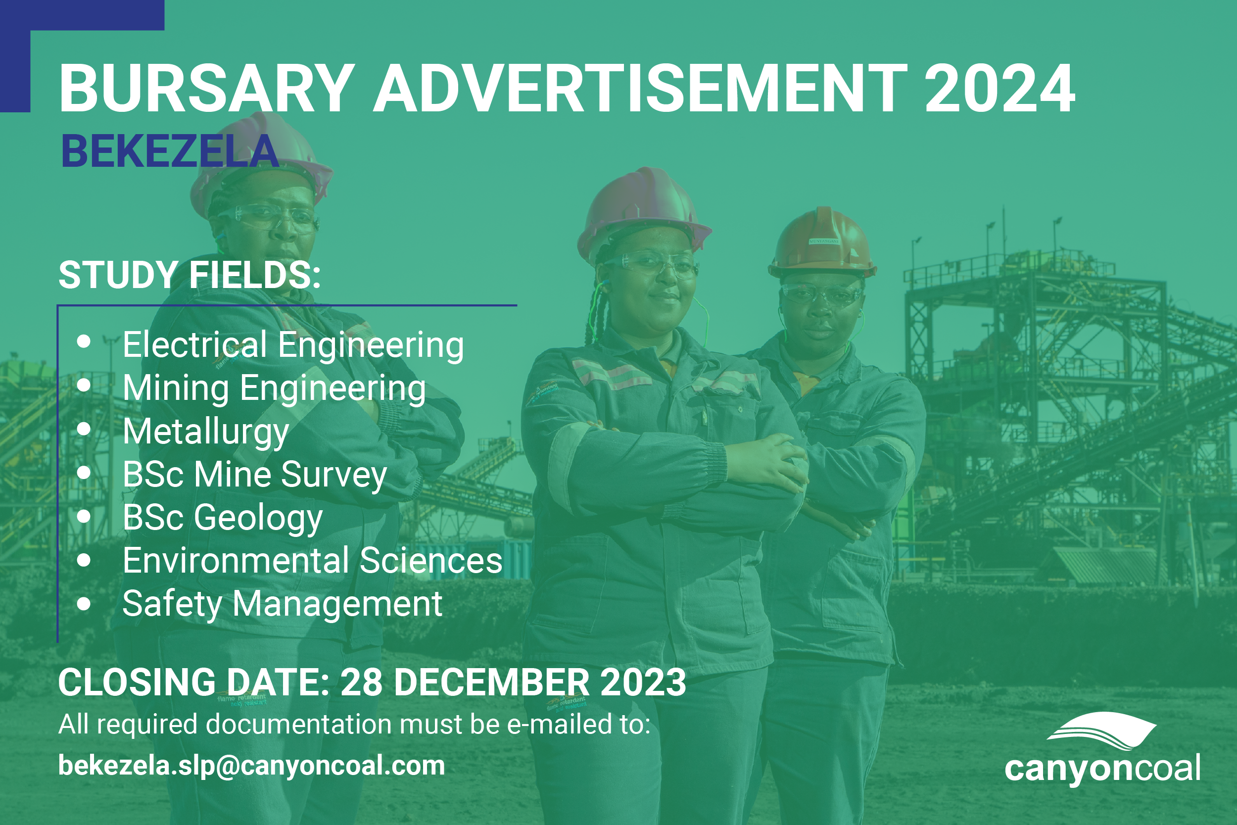 Bursary Advert for Bekezela Colliery — Canyon Coal