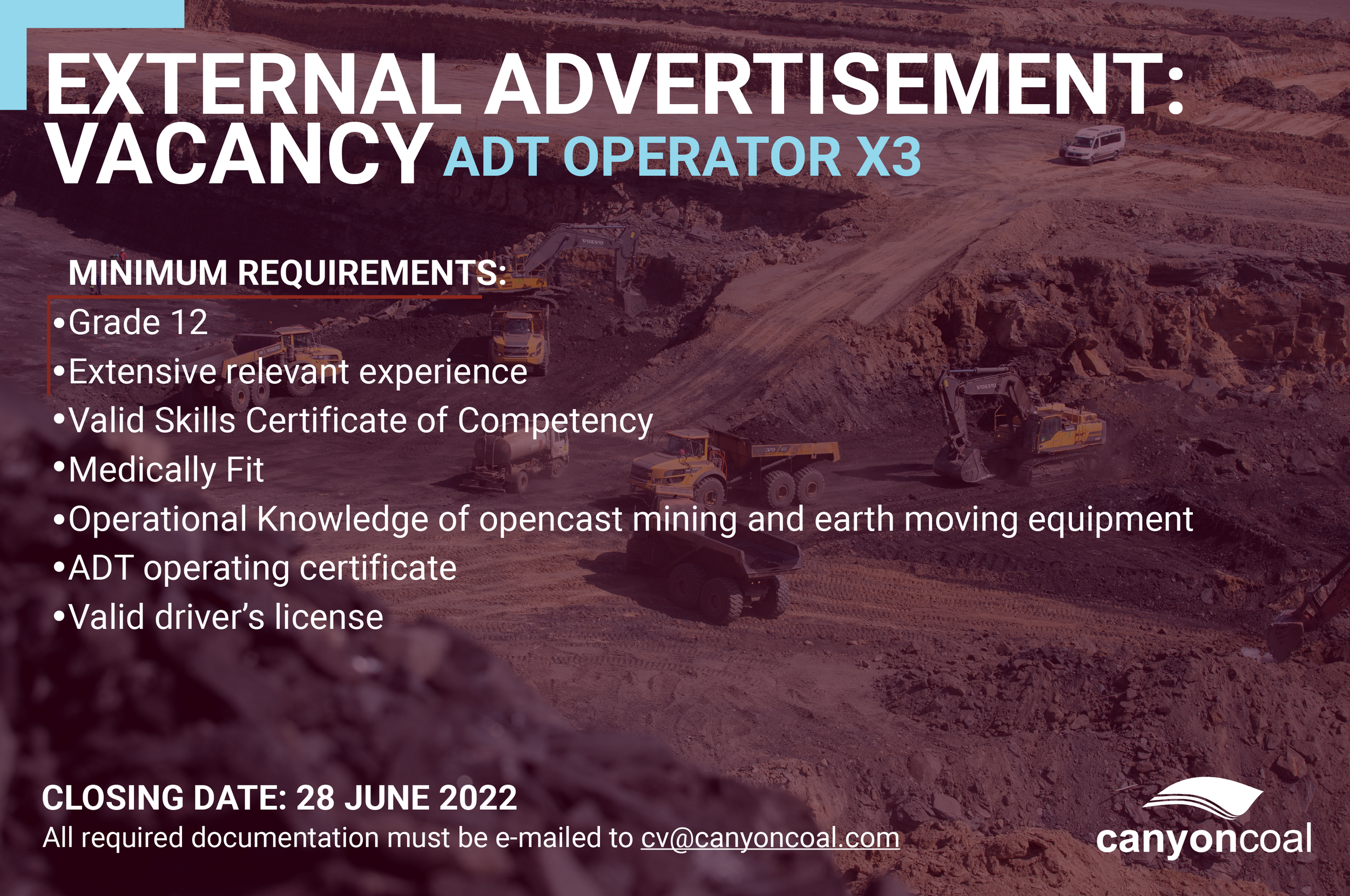 Vacancy: Phalanndwa Colliery - 3x ADT Operators — Canyon Coal