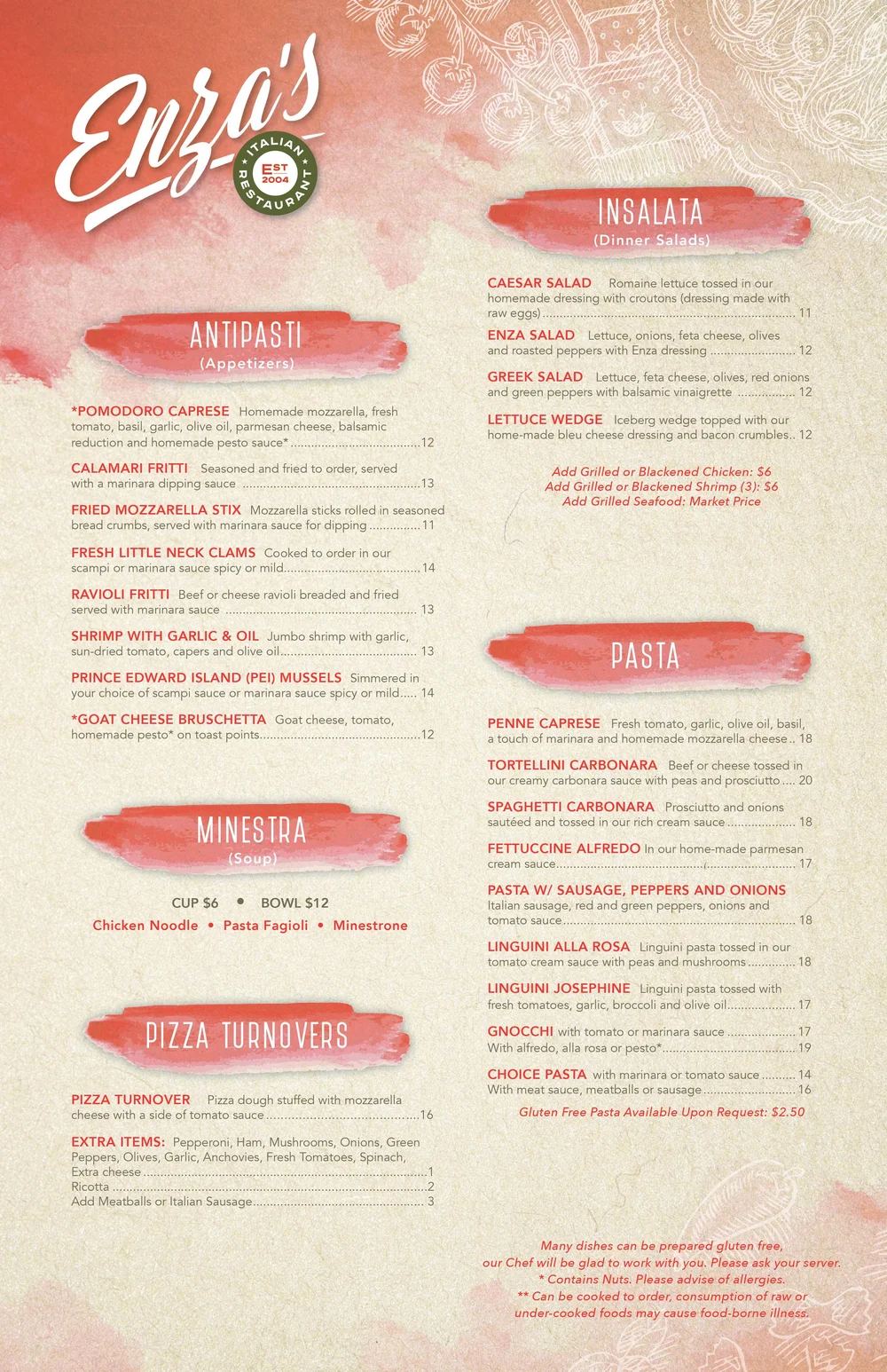 Dinner Menu — Enzas