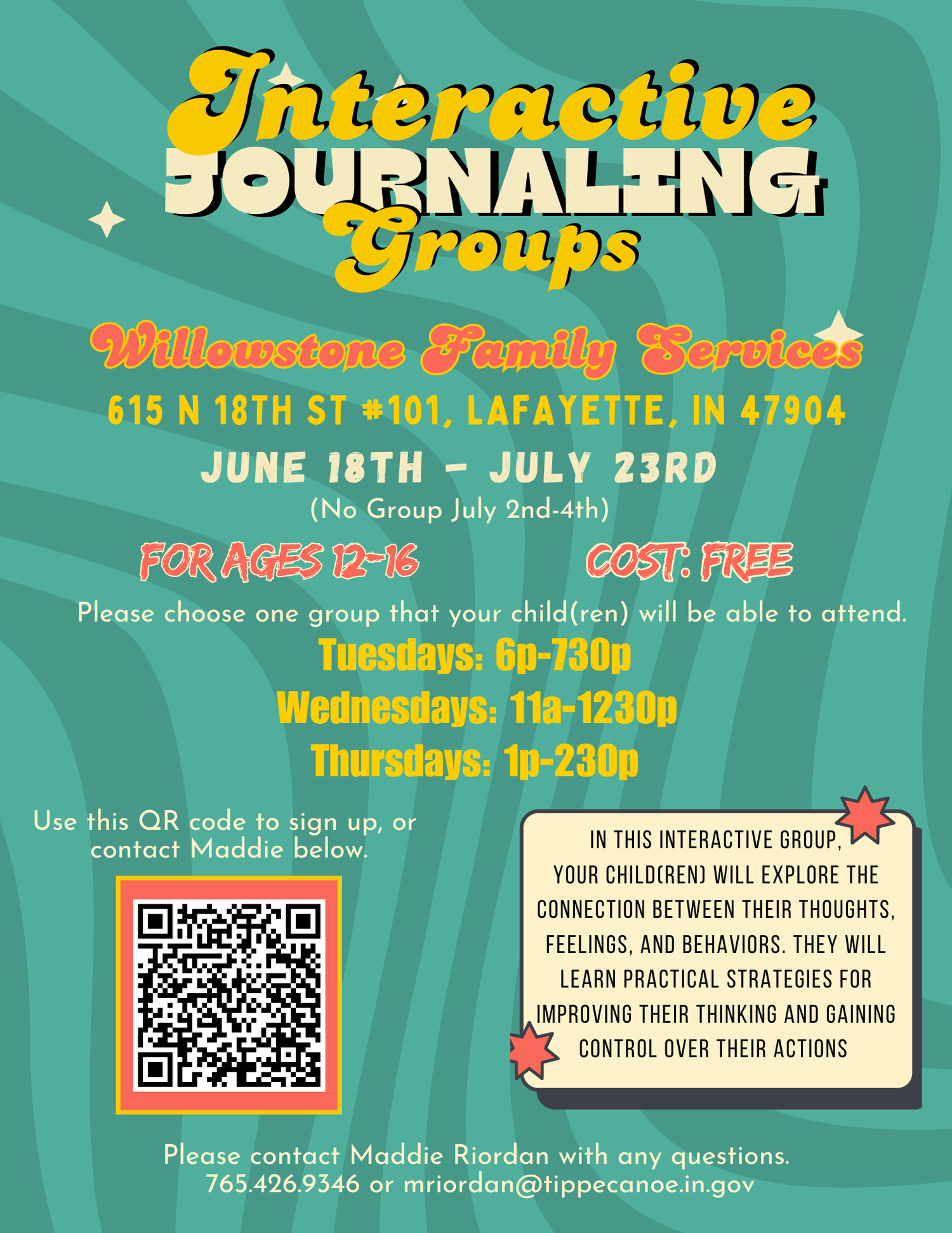 NEW! Interactive Journaling Group (Teens ages 12-16) — Willowstone ...