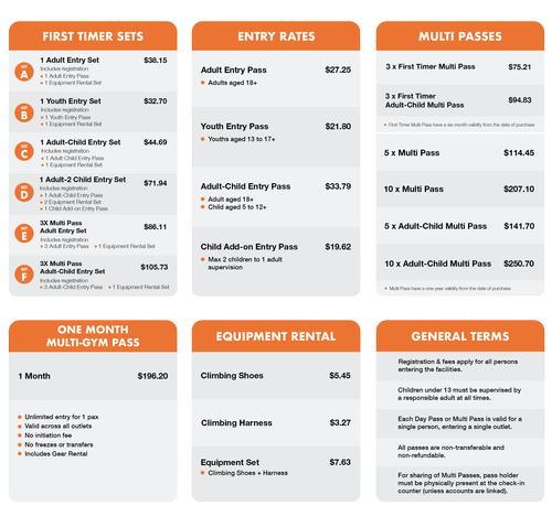 Entry Rates — Climb Central Singapore