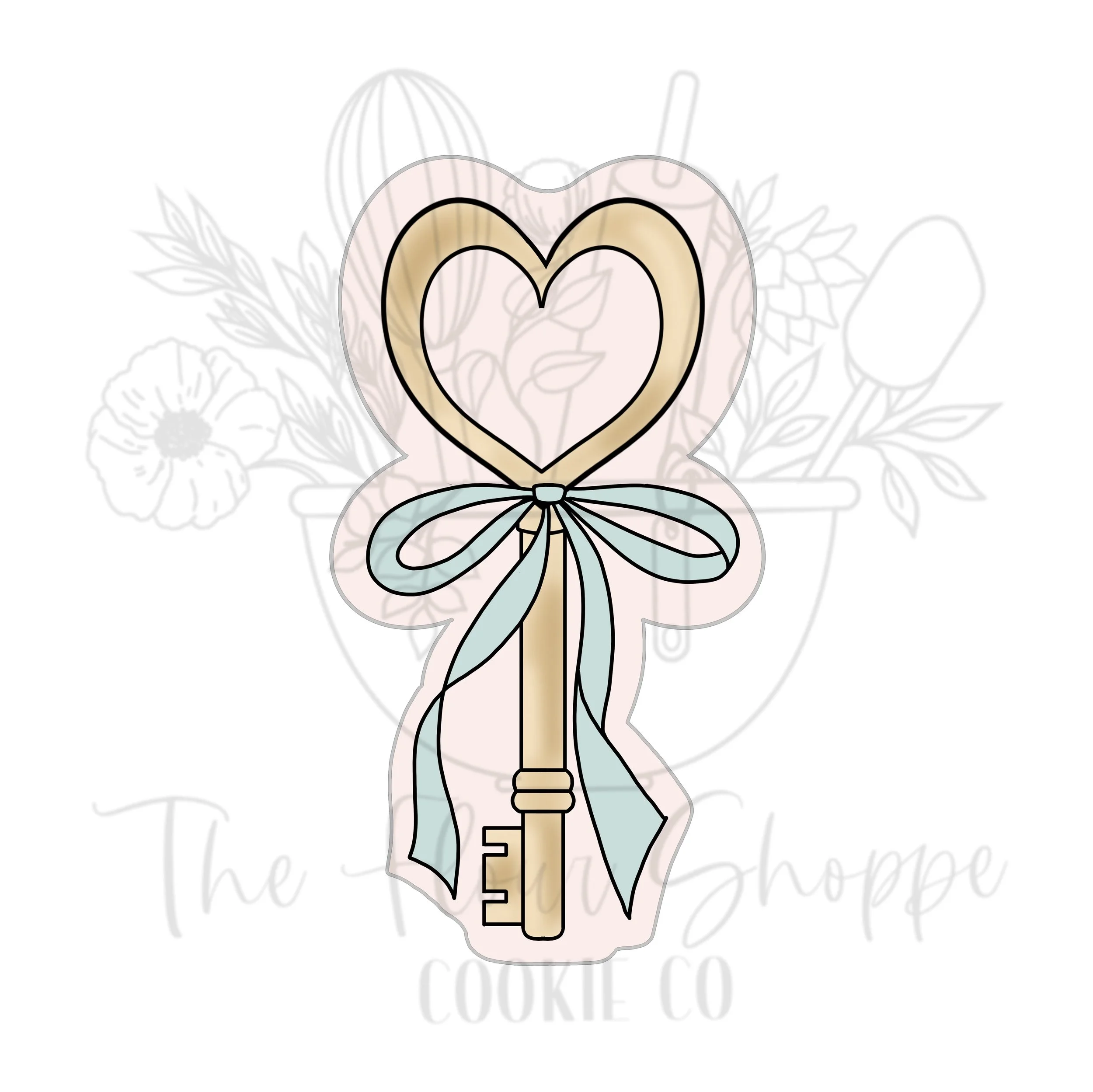 Heart Key with Bow Cookie Cutter STL — The Flour Shoppe Cookie Co