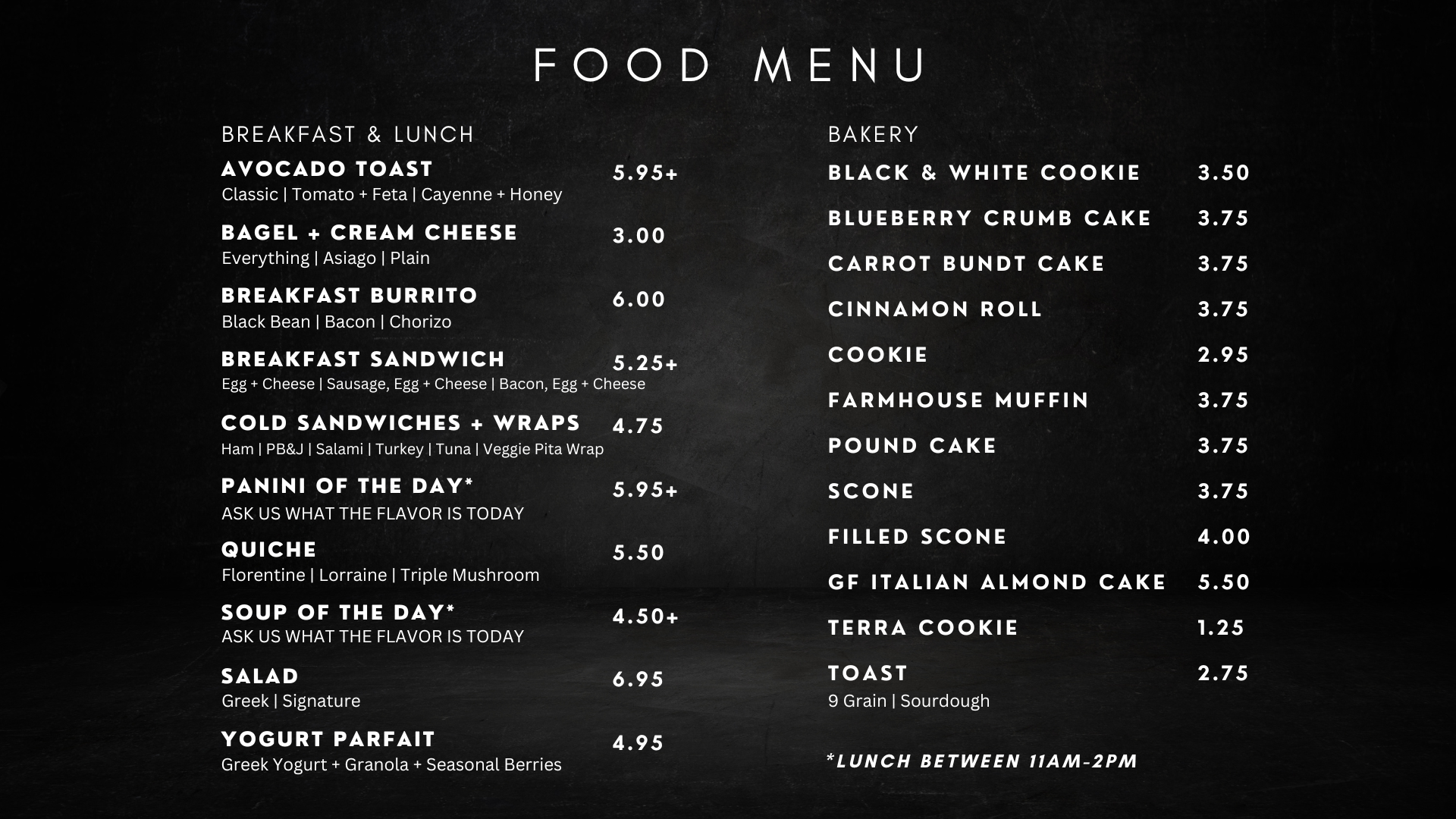 Menu — CROSSROADS COFFEEHOUSE