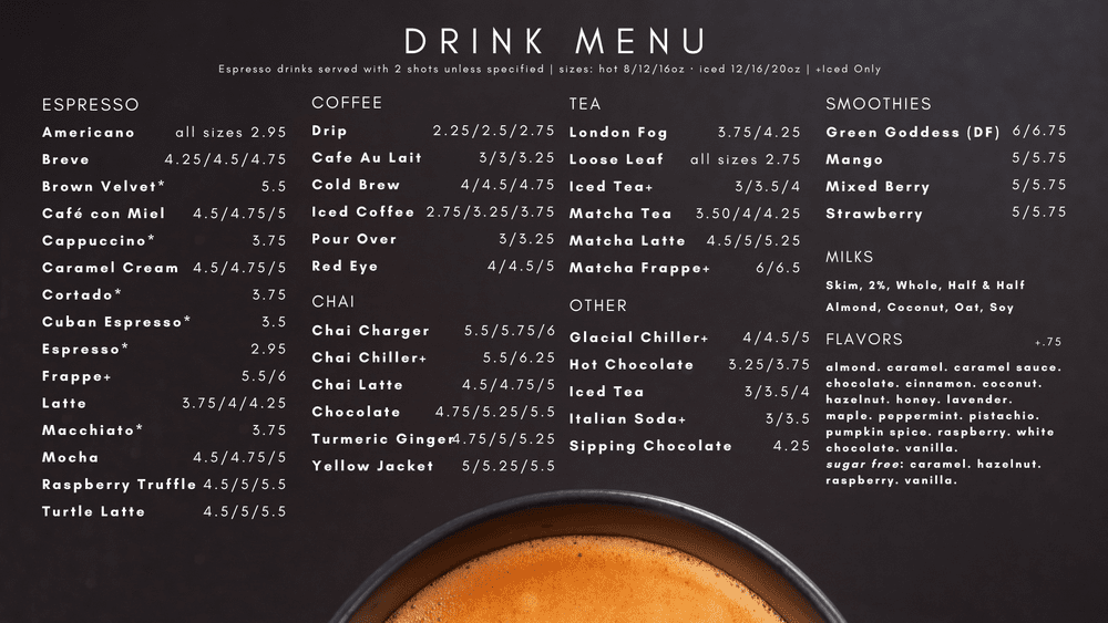 Menu — CROSSROADS COFFEEHOUSE