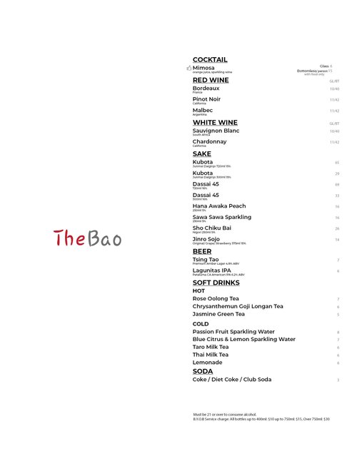 Menu — The Bao