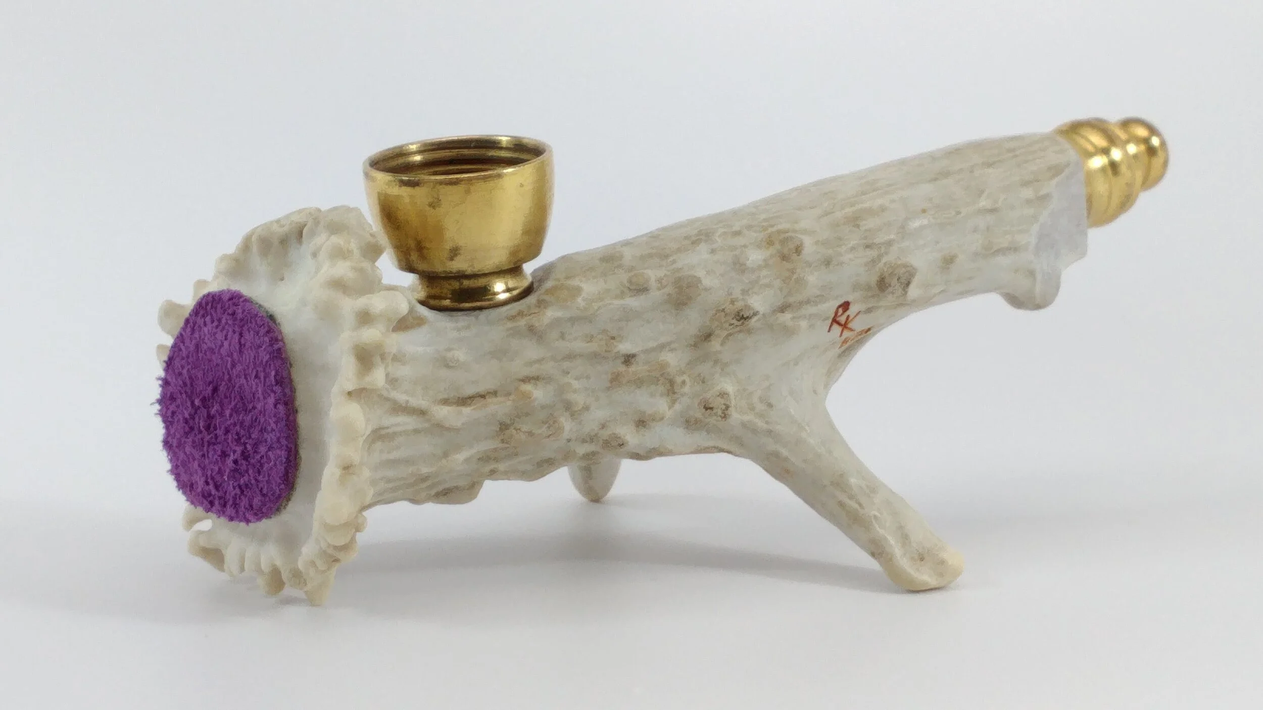One of a Kind Custom Deer Antler Art Pipes with semi-precious stone ...