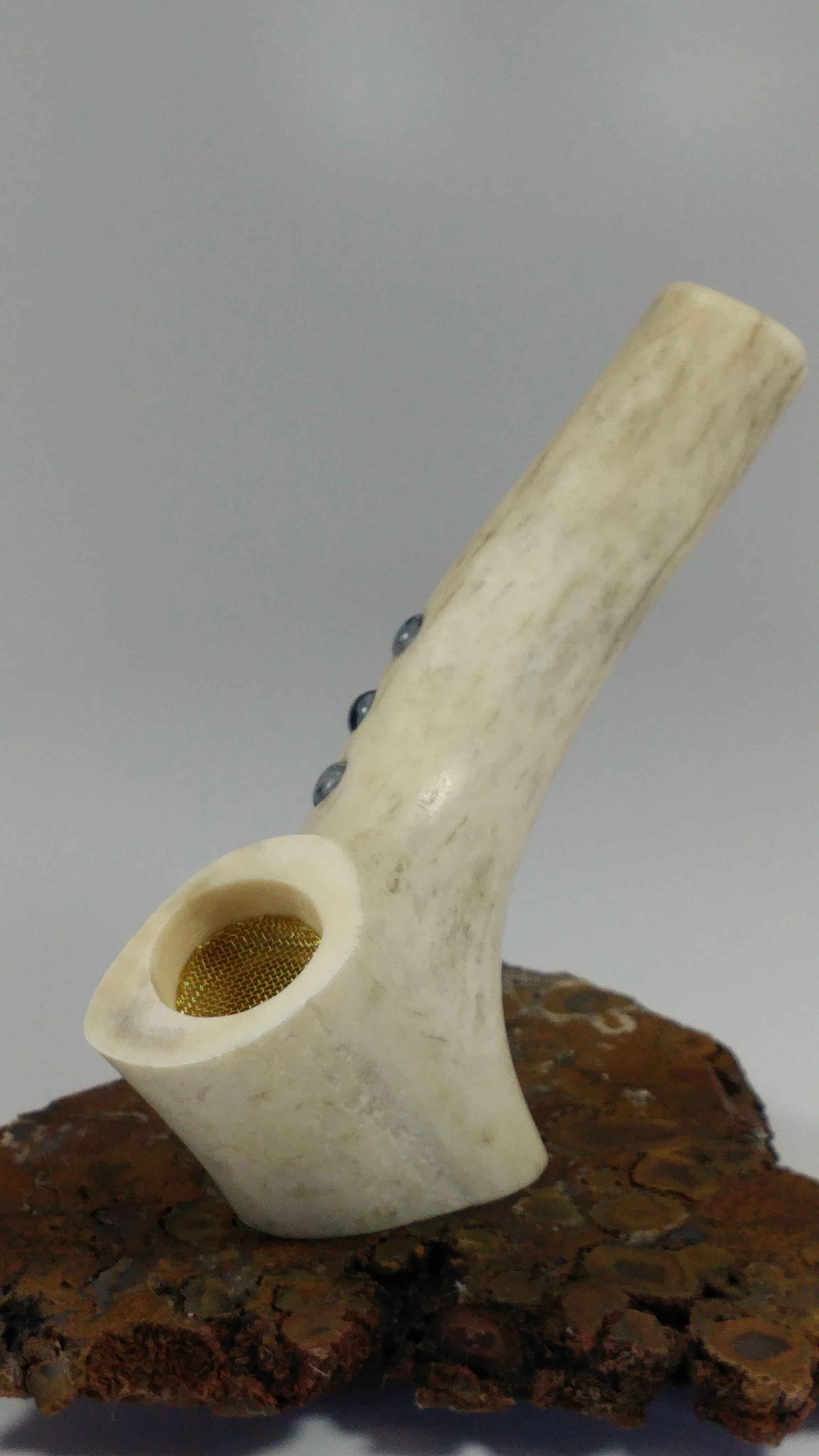 One of a Kind Custom Deer Antler Art Pipes with semi-precious stone ...