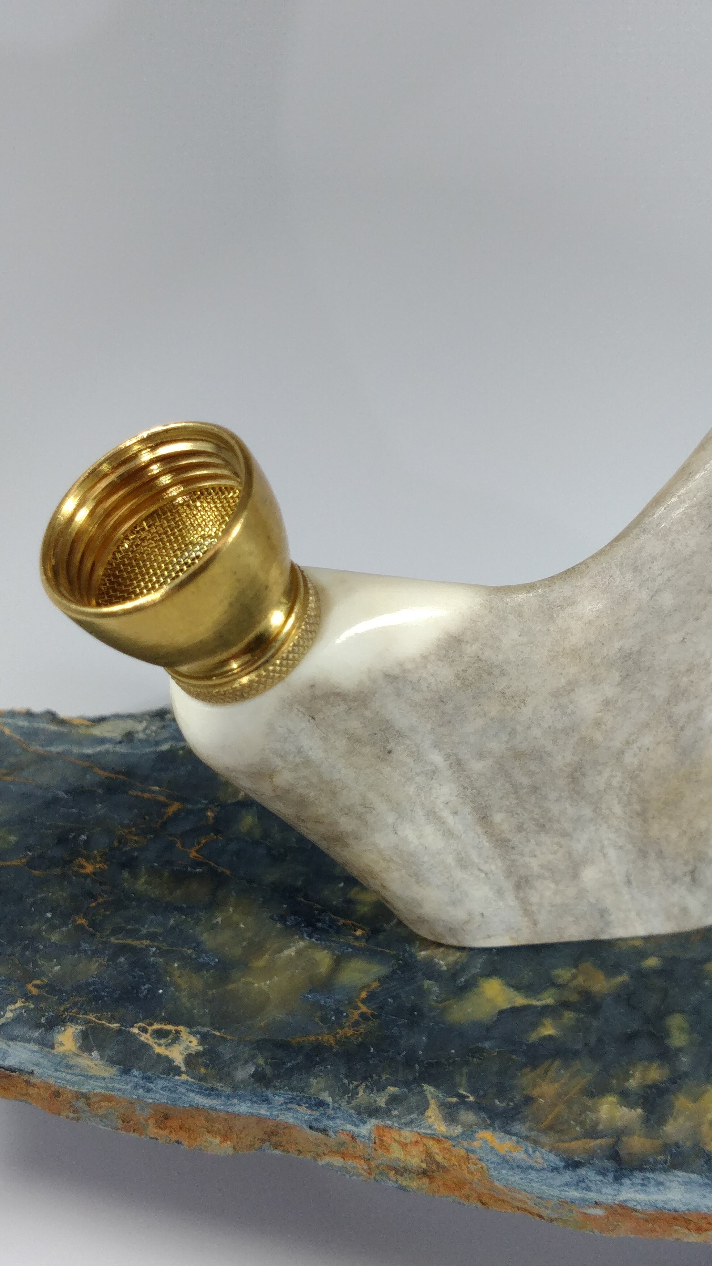 One of a Kind Custom Deer Antler Art Pipes with semi-precious stone ...