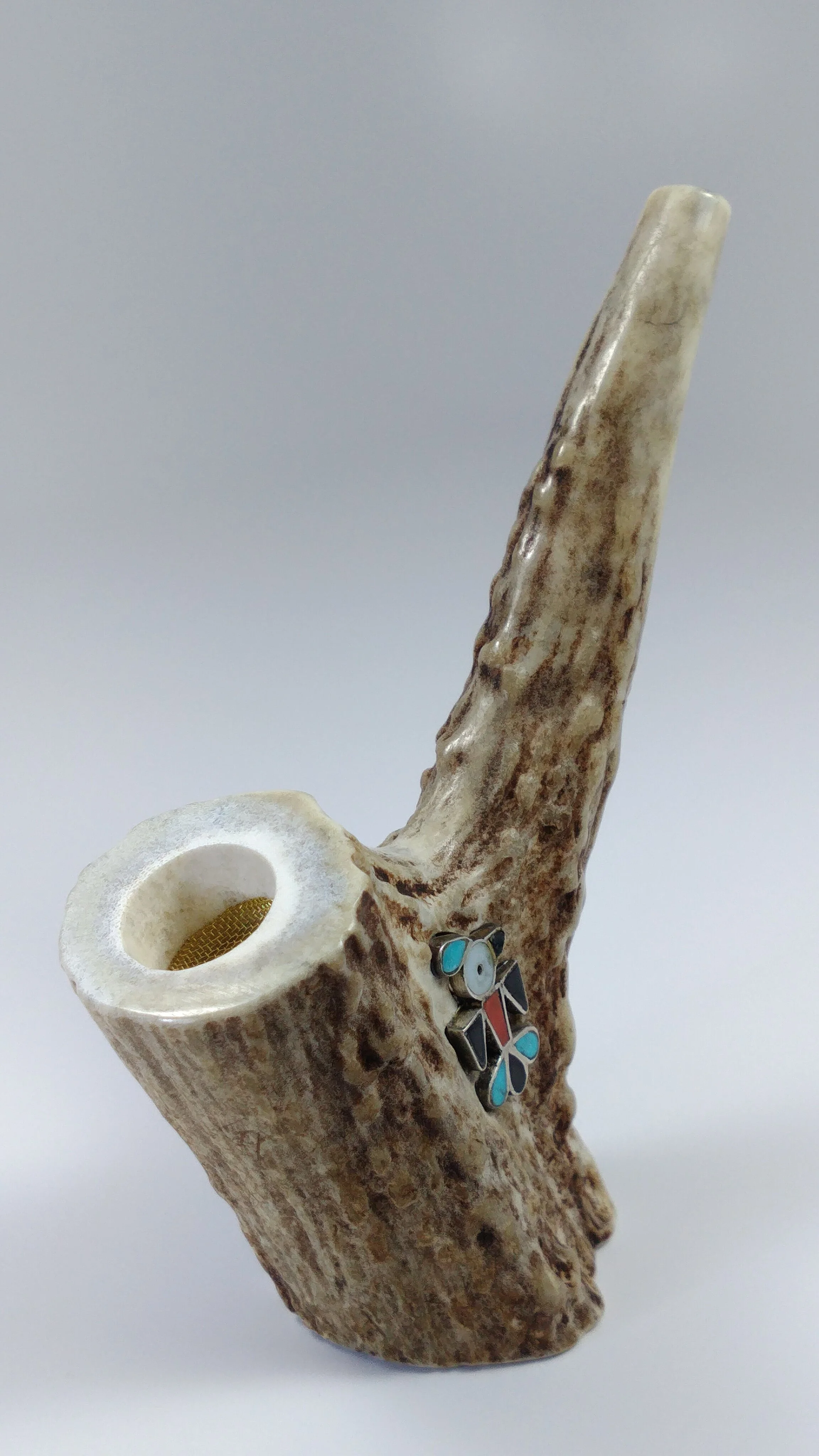 One of a Kind Custom Deer Antler Art Pipes with semi-precious stone ...