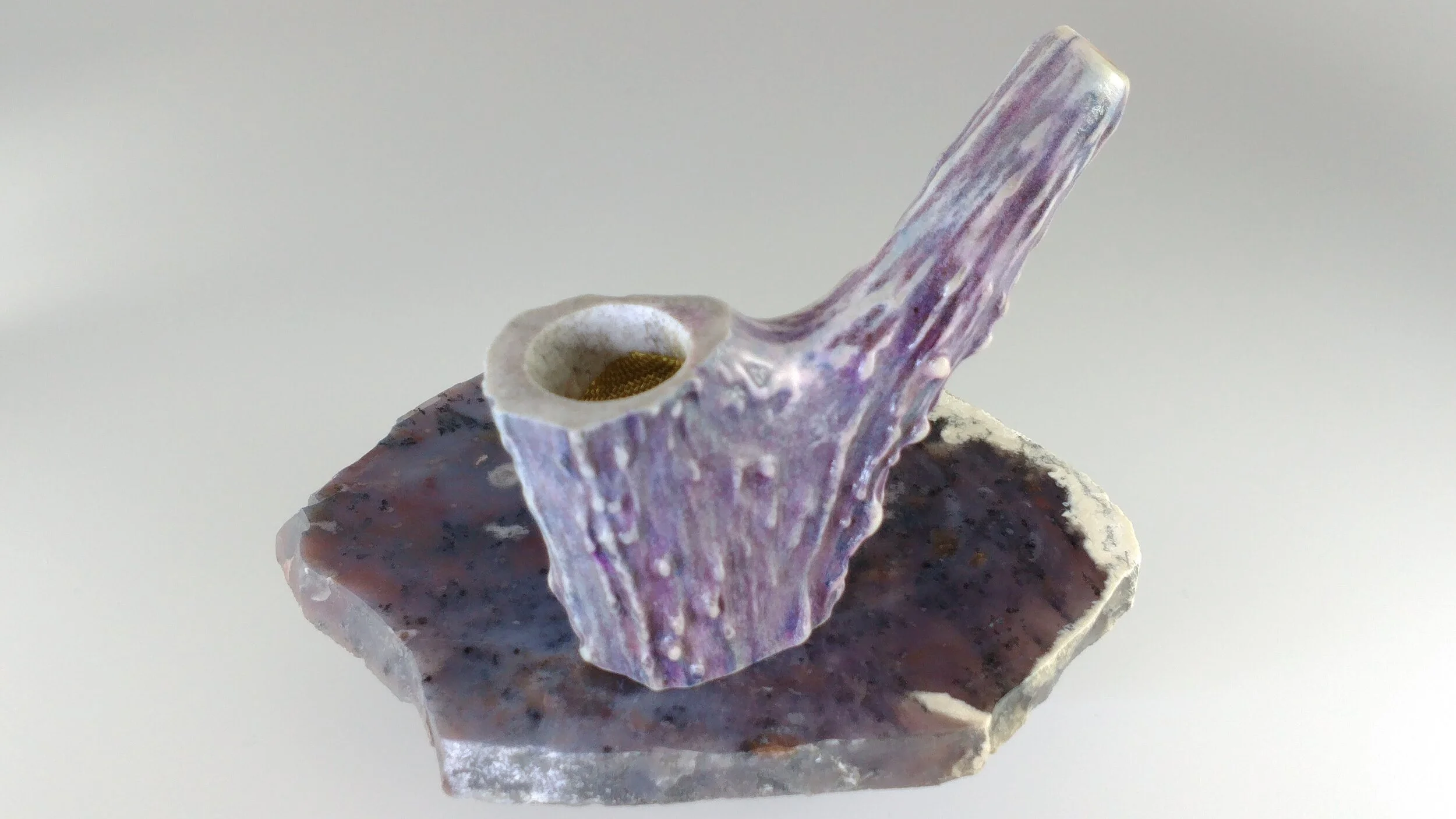 One of a Kind Custom Deer Antler Art Pipes with semi-precious stone ...
