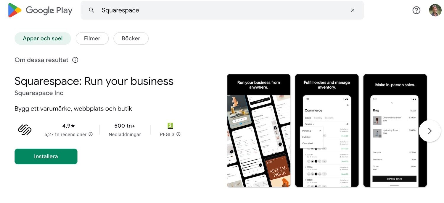 Squarespace app för både iOS och Android | Therese, Squarespace webbdesigner