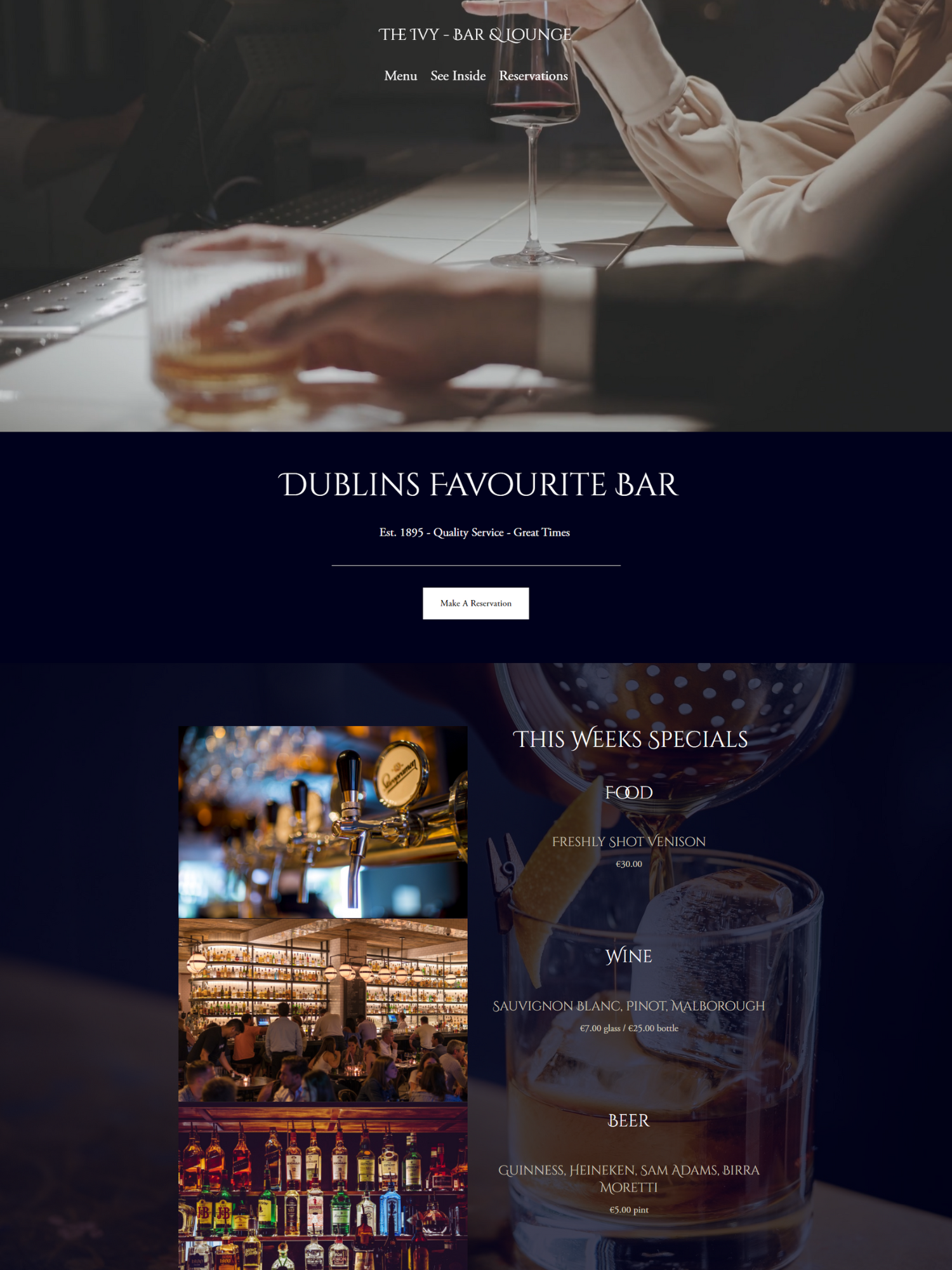 Bar & Restaurant - Squarespace 7.1 Website Template — Eire Web Design