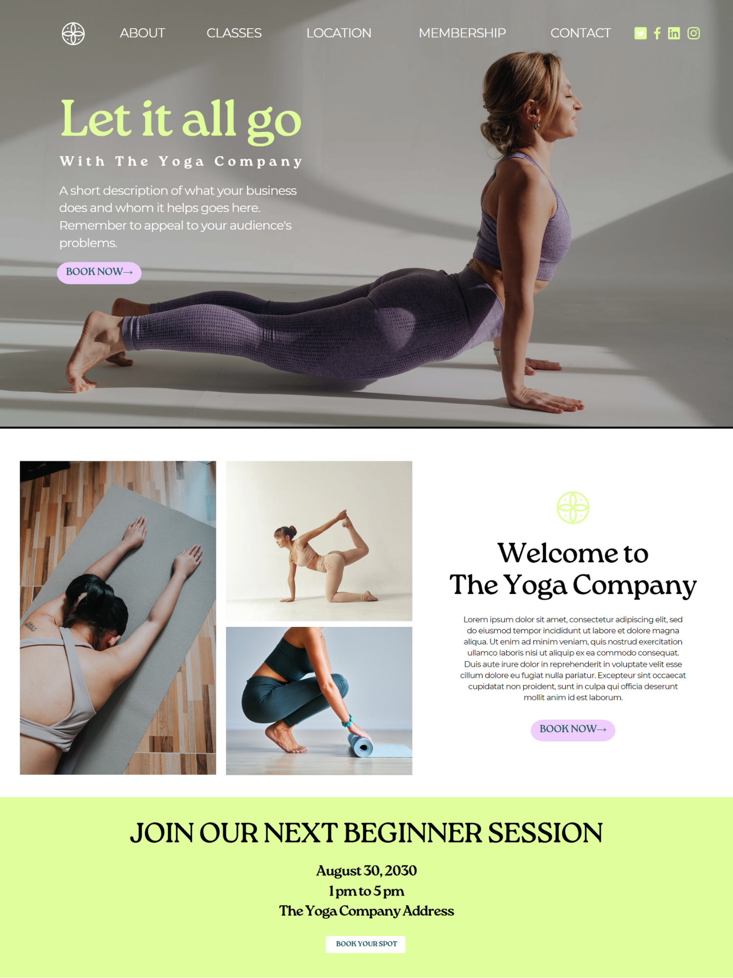 Yoga Studio Premade Website - Squarespace Template — Eire Web Design