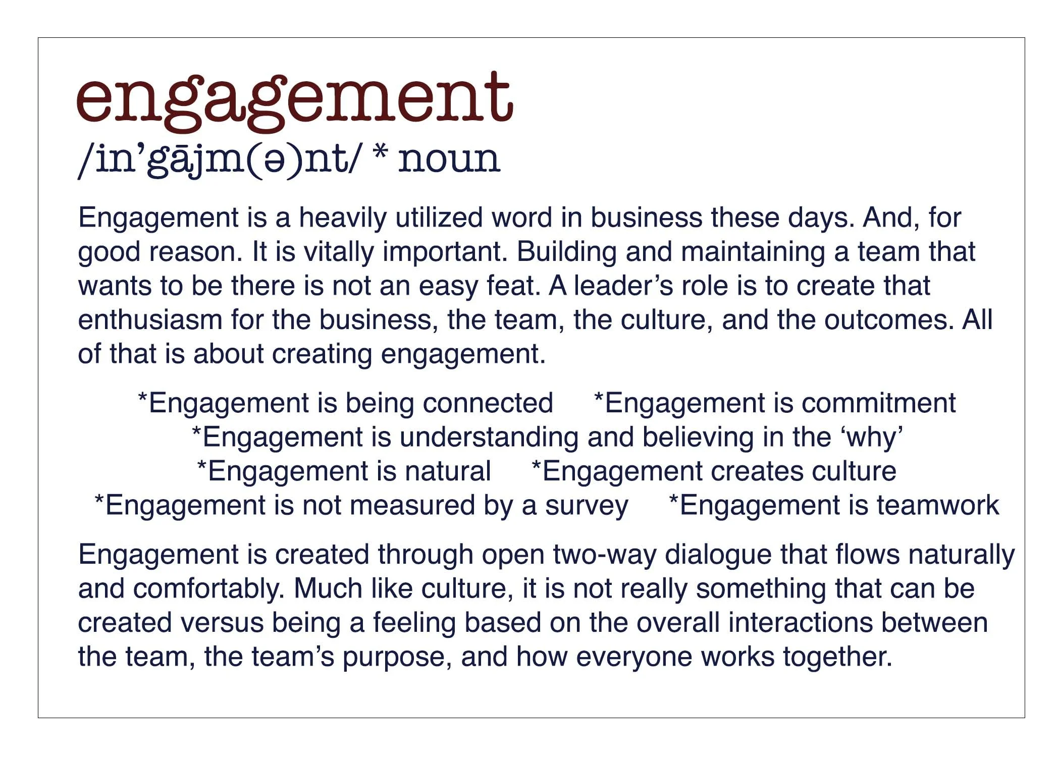Leadership Word of the Week: Engagement — Effective Retail Leader