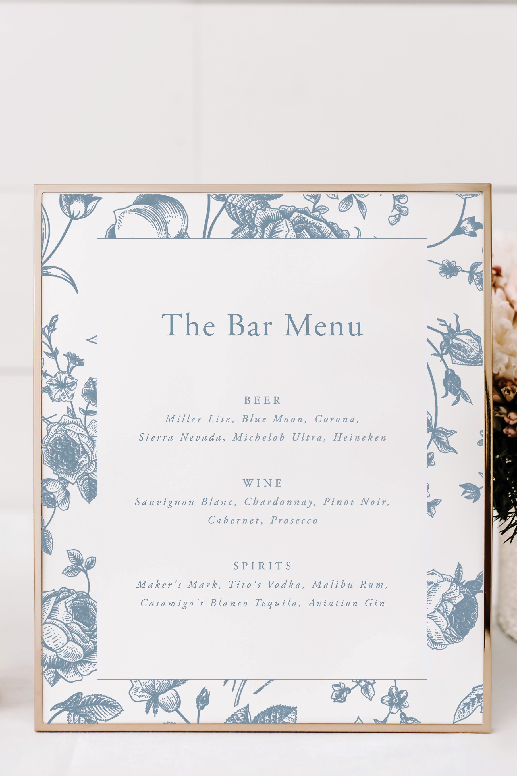 Diana | Wedding Bar Menu — Betty Lu Paperie