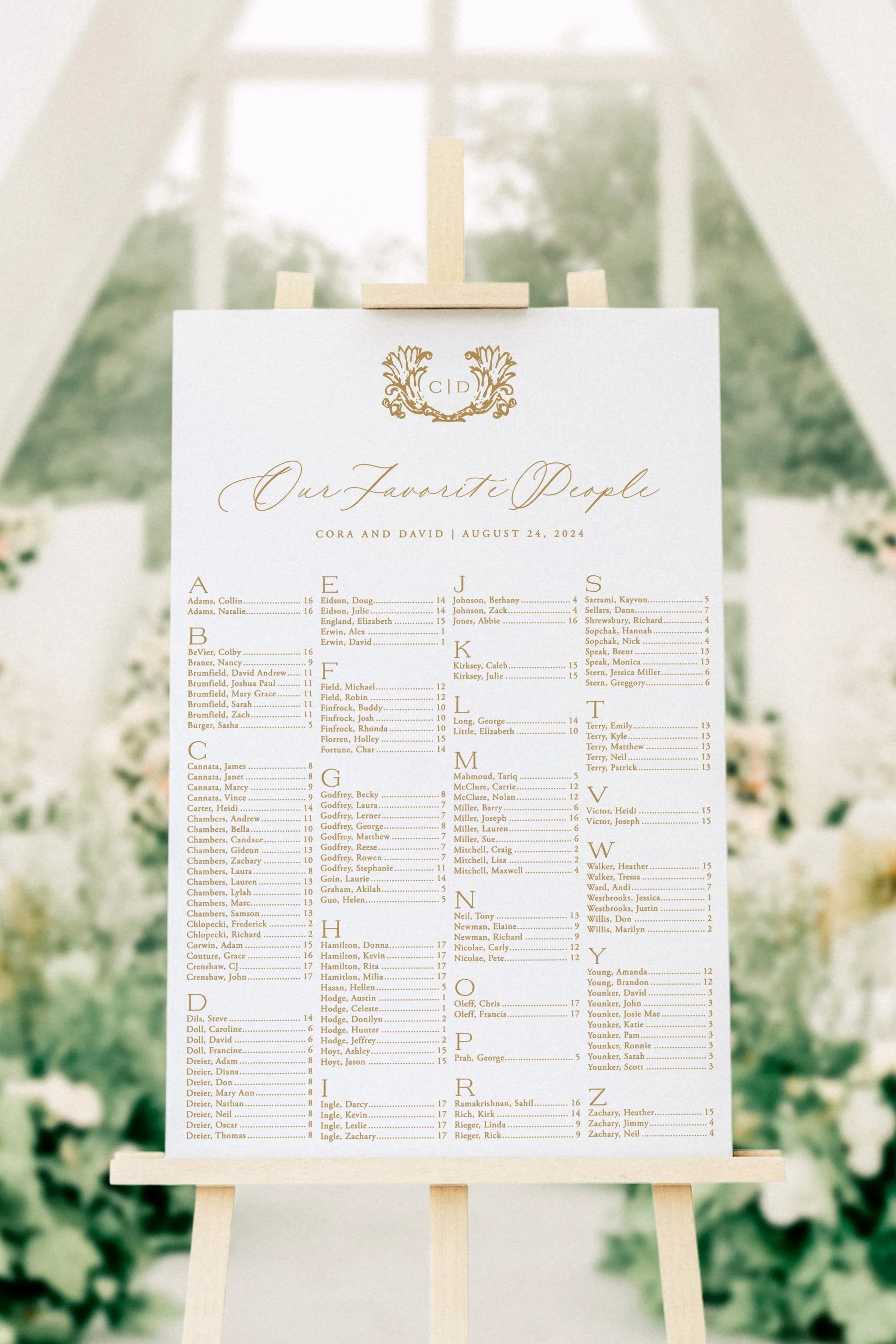 Anderson | Wedding Seating Chart Sign — Betty Lu Paperie