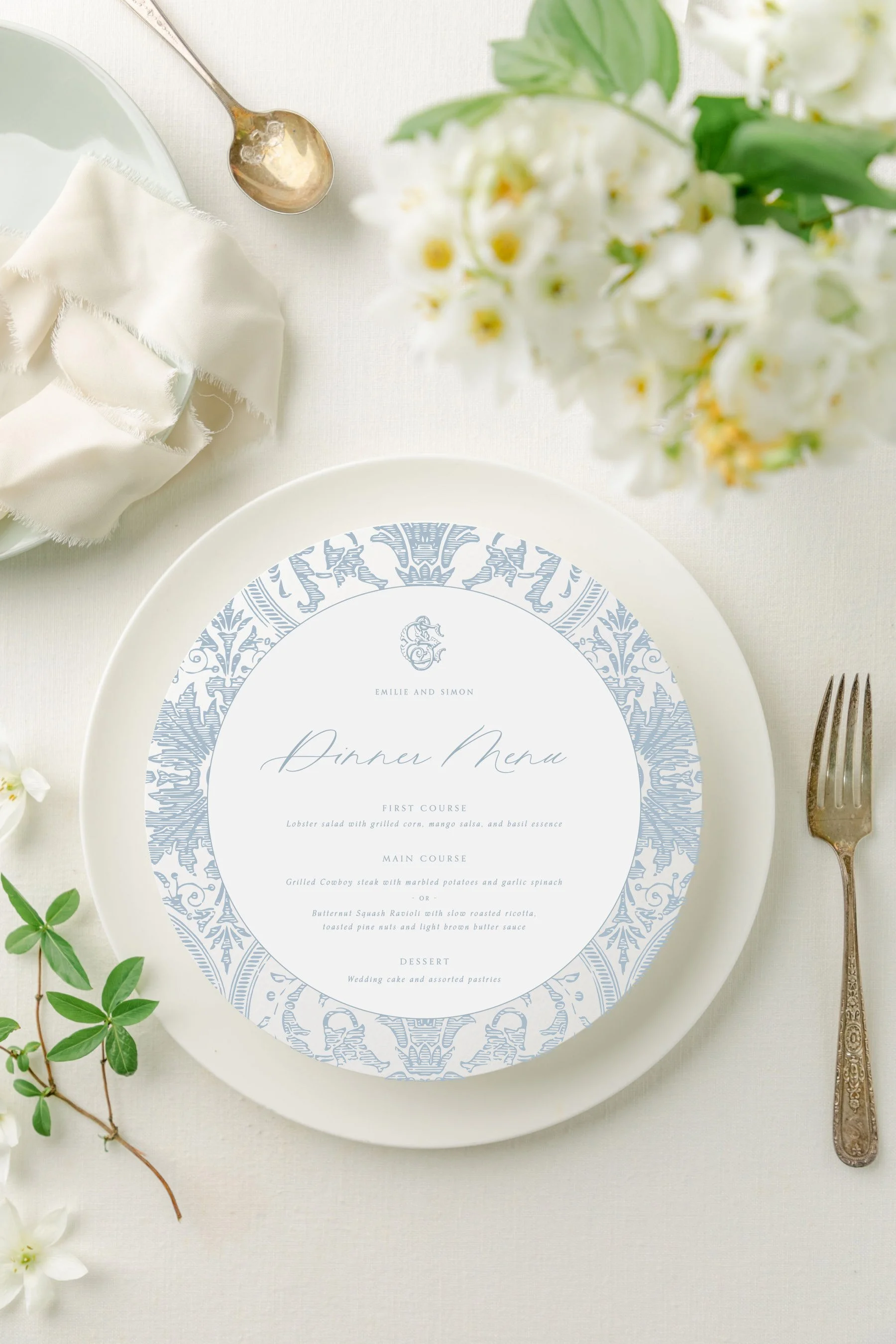 Kennedy | Round Wedding Menus — Betty Lu Paperie