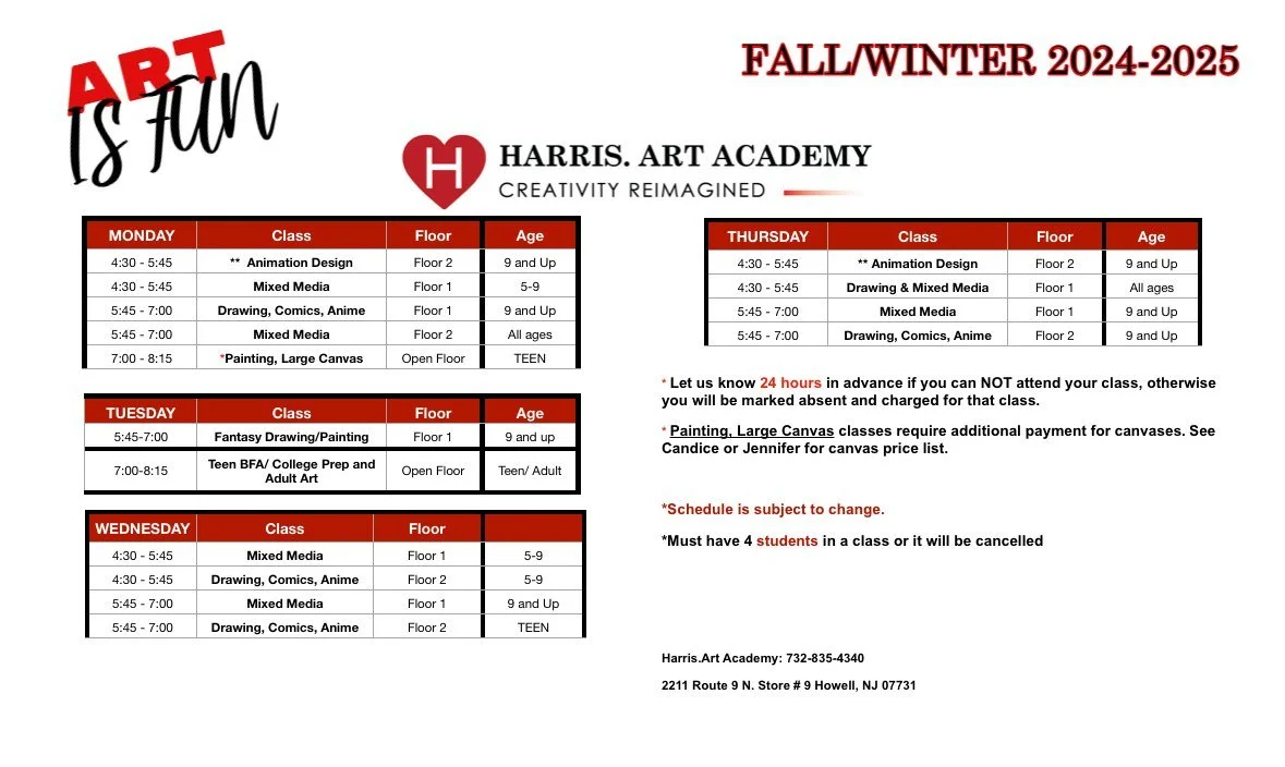 Schedule Art Classes — HARRIS. Art Academy