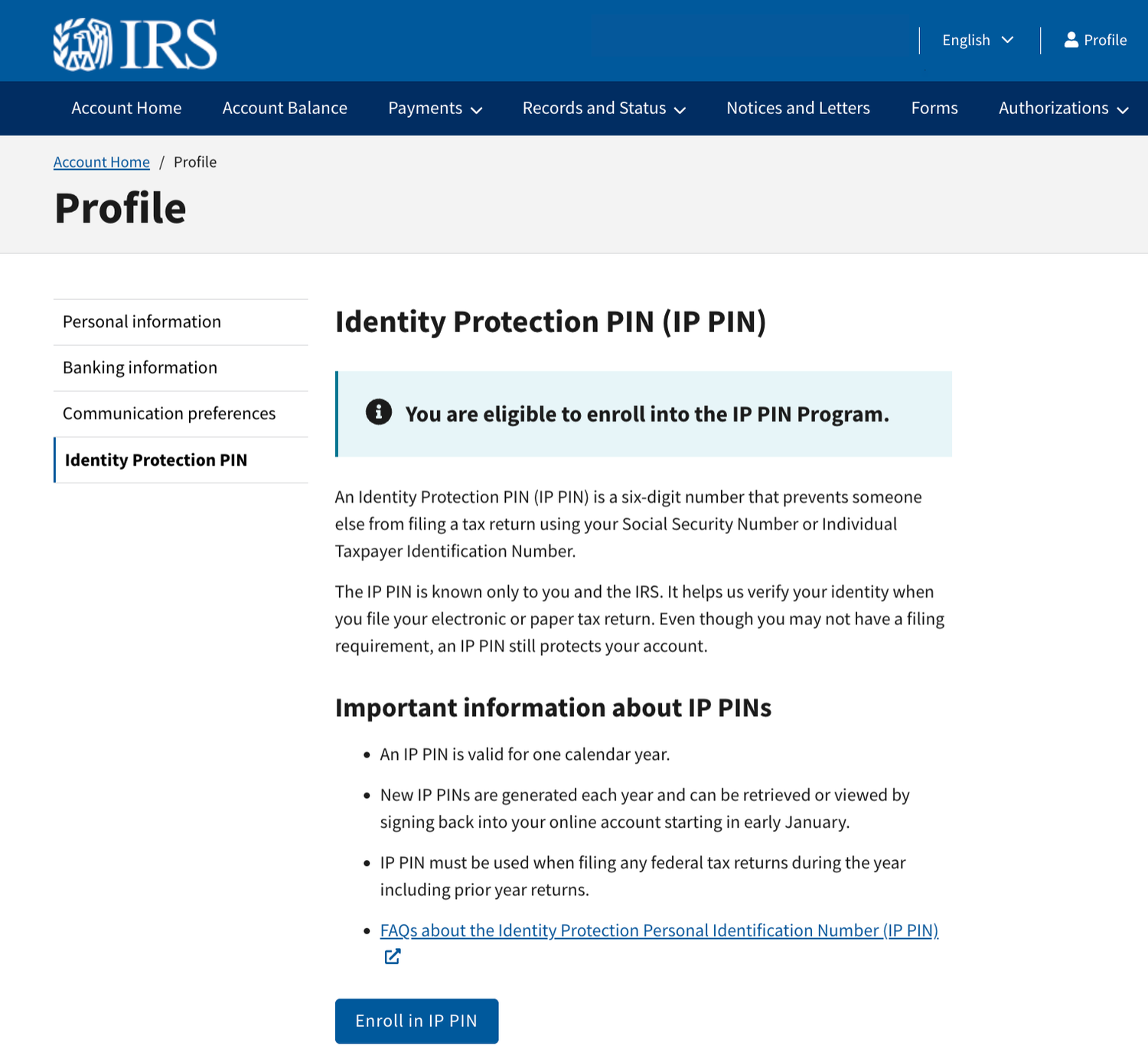 IRS Identity Protection PIN (IP PIN) | Frequently Asked Questions ...