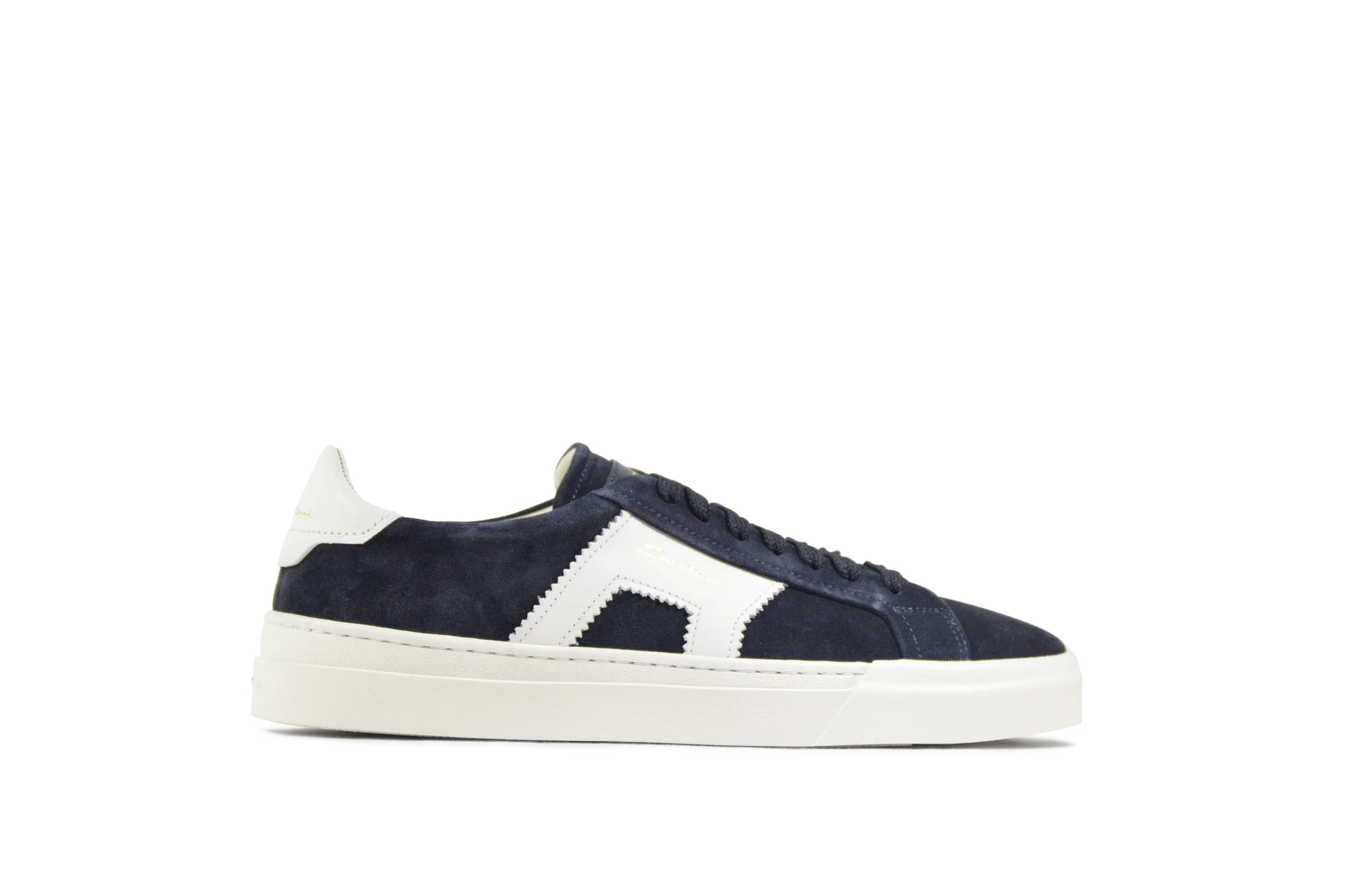 Santoni sneakers blue and white suede leather — Sky Valet Shoes