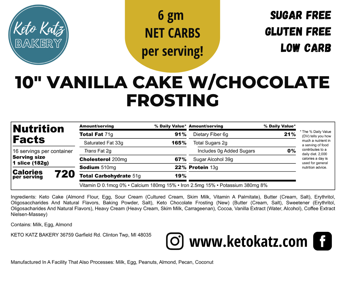 10" Round Basic Keto Cake - Keto Katz Bakery