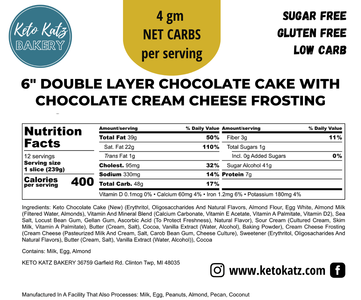 6" Round Basic Keto Cake - Keto Katz Bakery