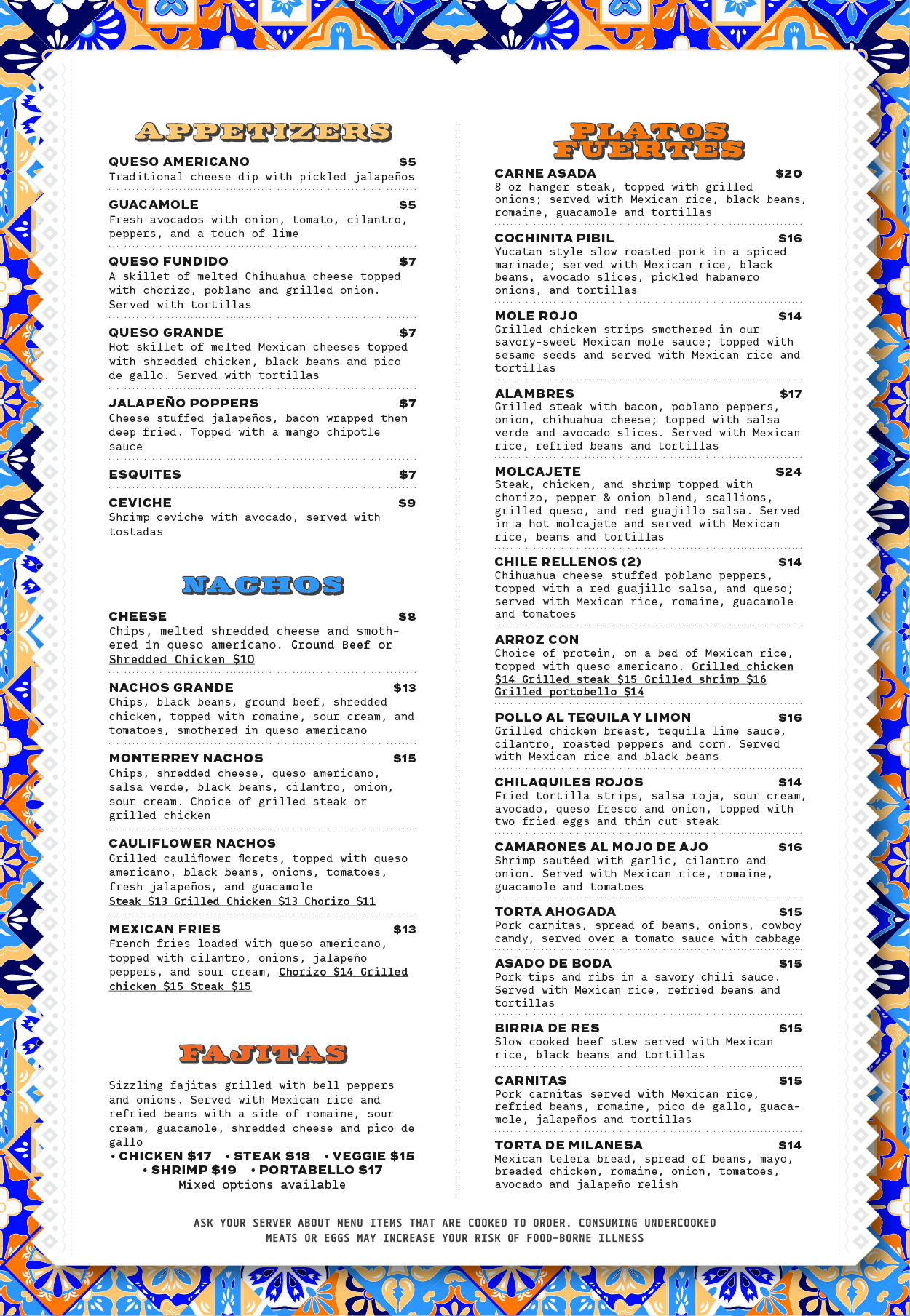 Grandville Menu — Pure Mex