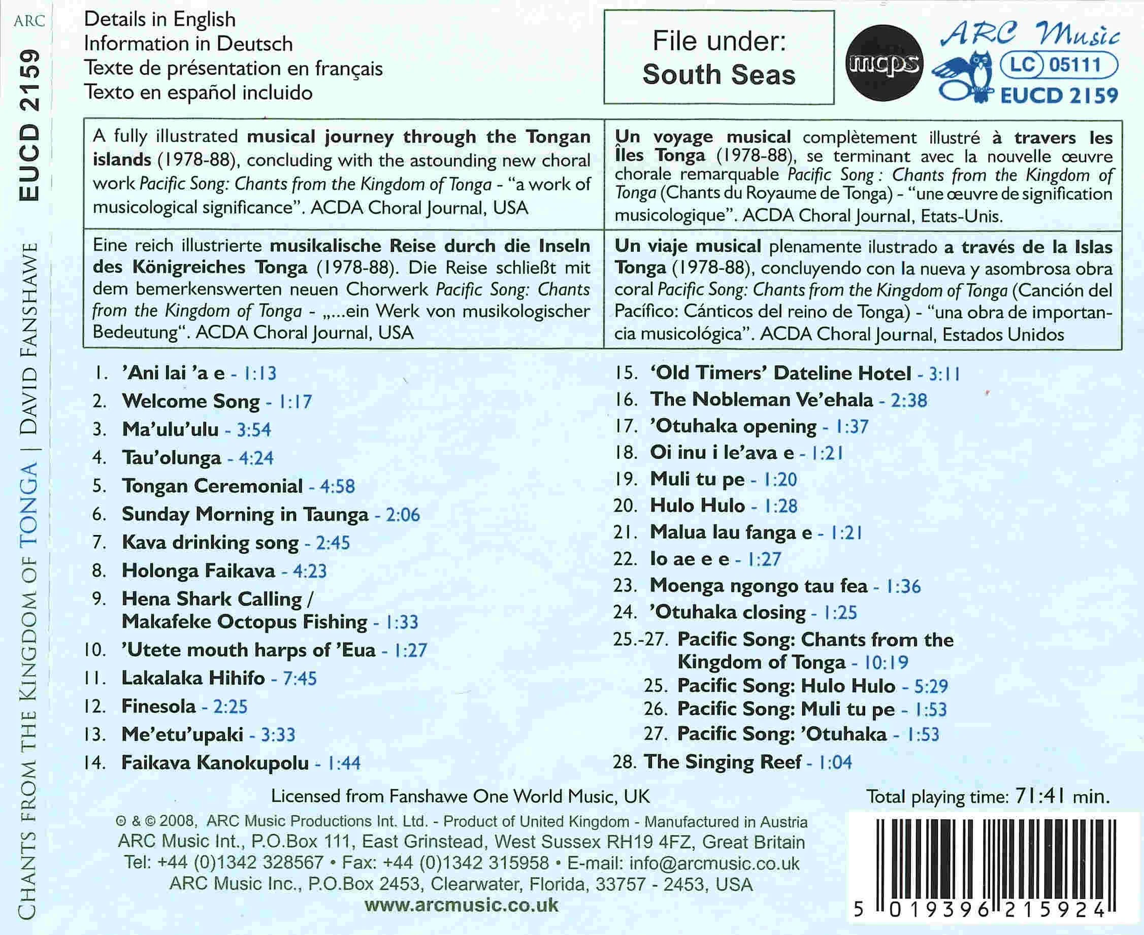 Chants from the Kingdom of Tonga | Fanshawe One World Music