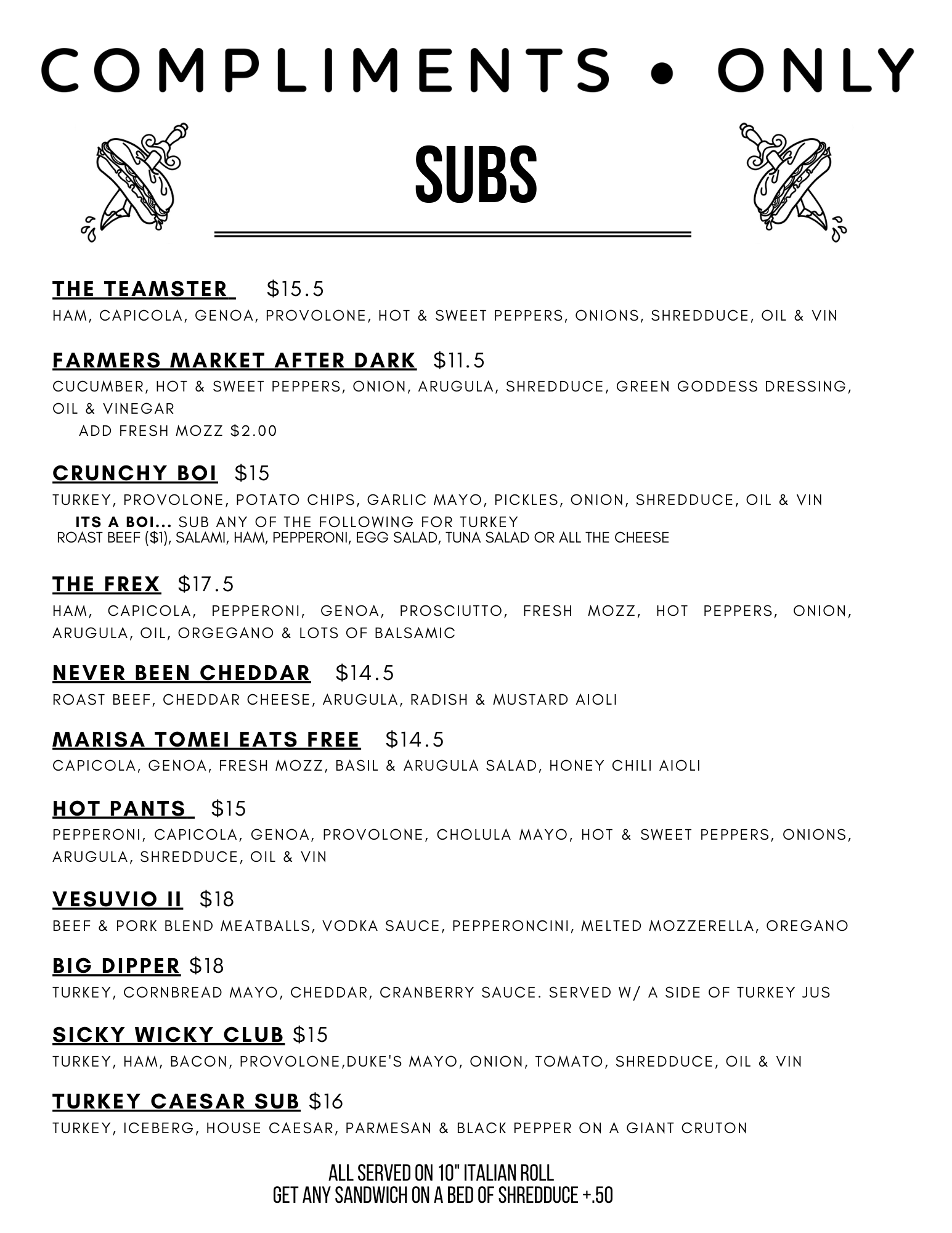 Menu — Compliments Only