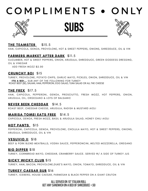 Menu — Compliments Only