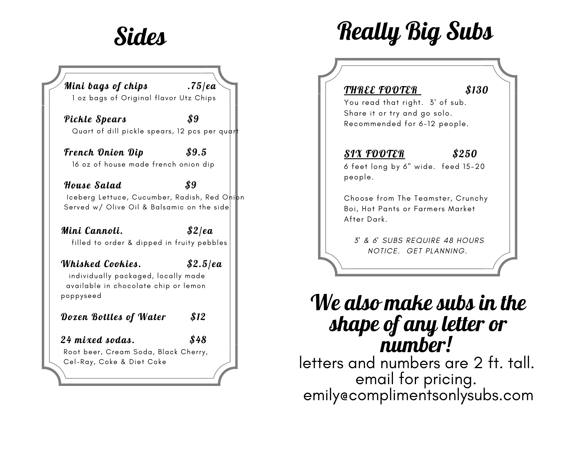Menu 1 — Compliments Only