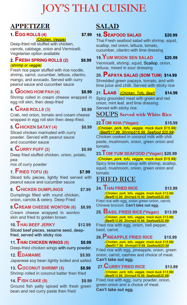 General 1 — Joy's Thai Cuisine