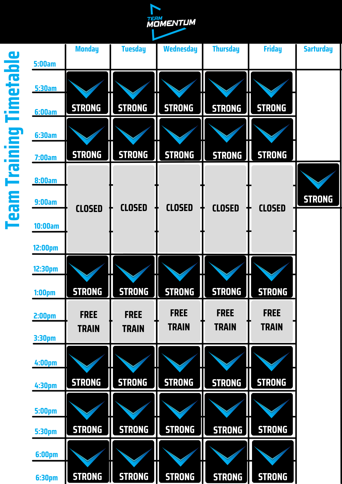 Timetable — TEAM MOMENTUM