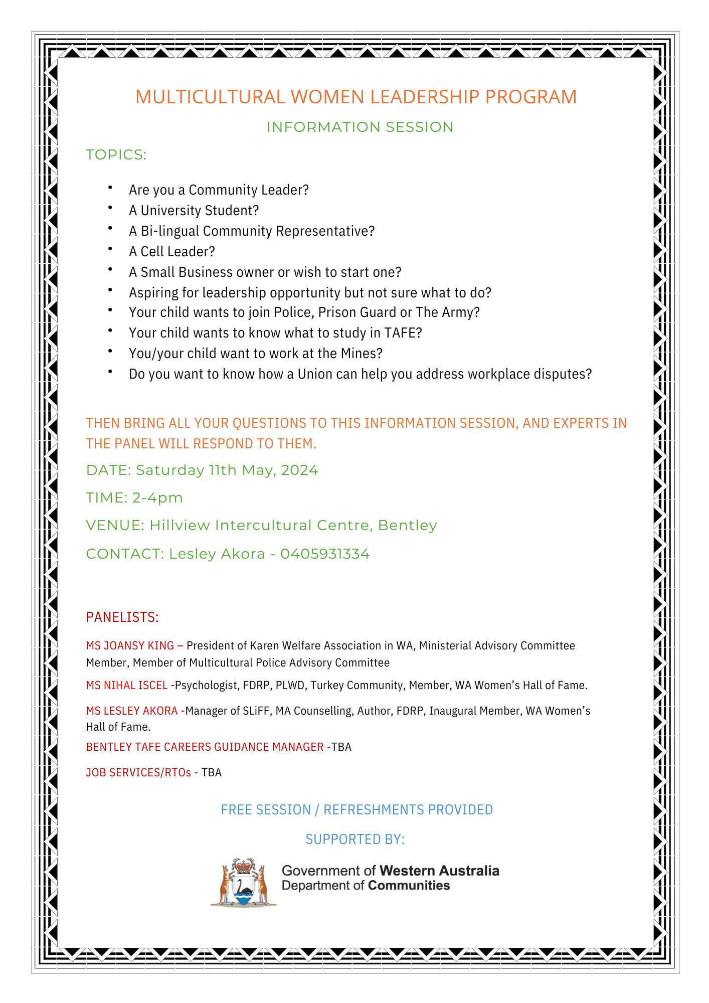 Multicultural Womens Leadership Program — SILVER LINING FASHION FUND INC.