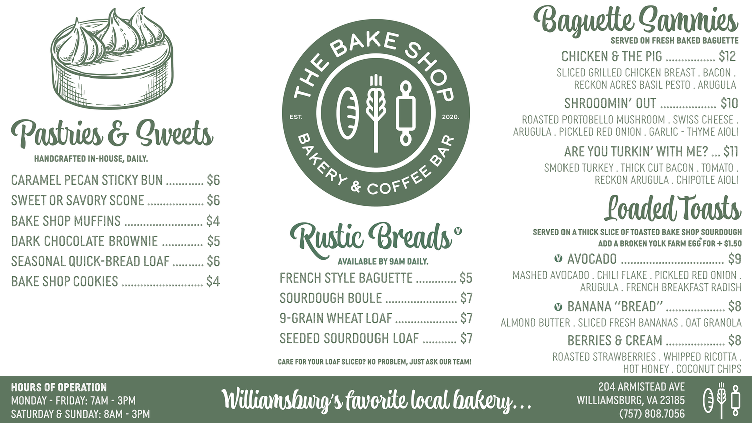BAKERY — THE BAKE SHOP | WILLIAMSBURG'S PREMIER ARTISAN BAKERY
