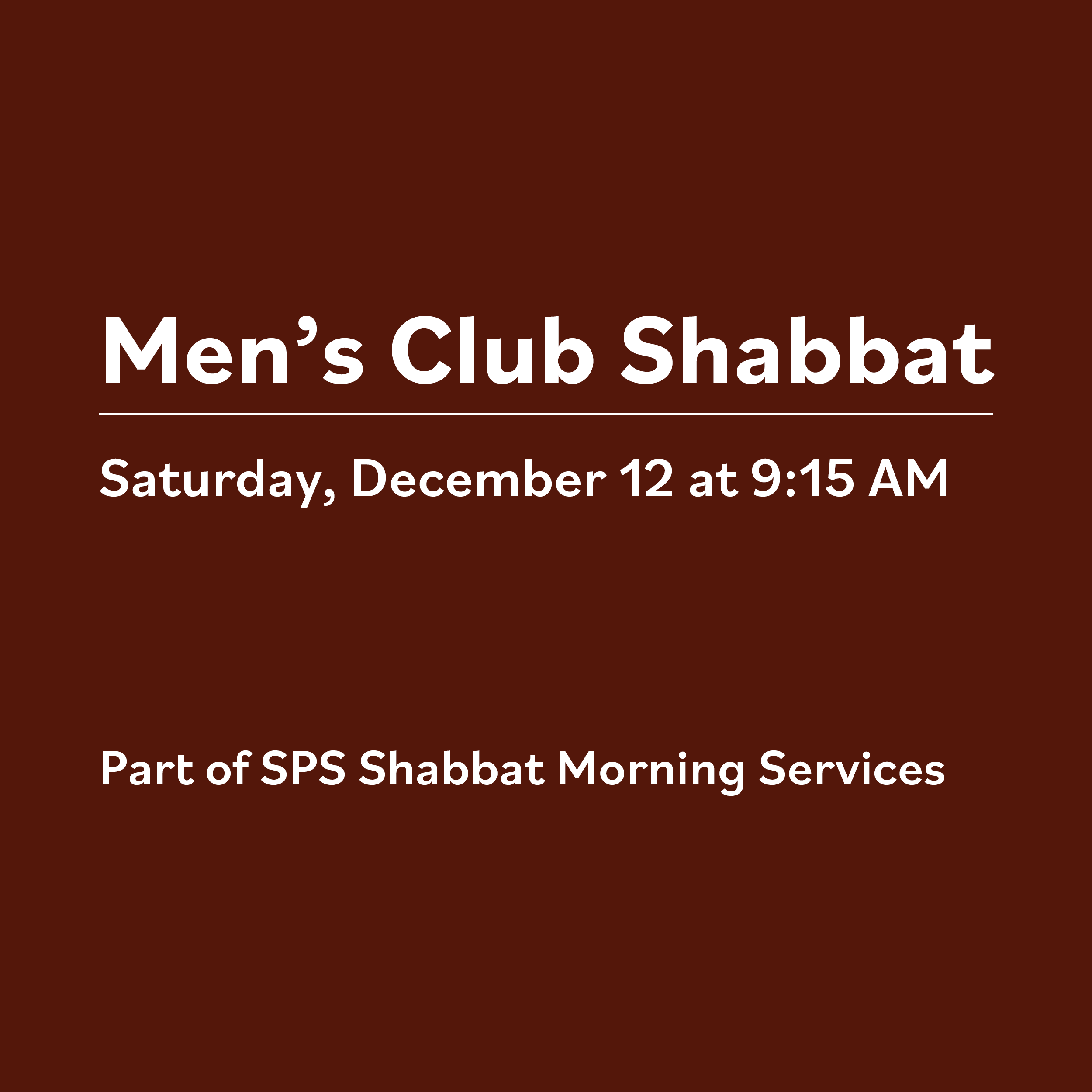 Men's Club — Sutton Place Synagogue