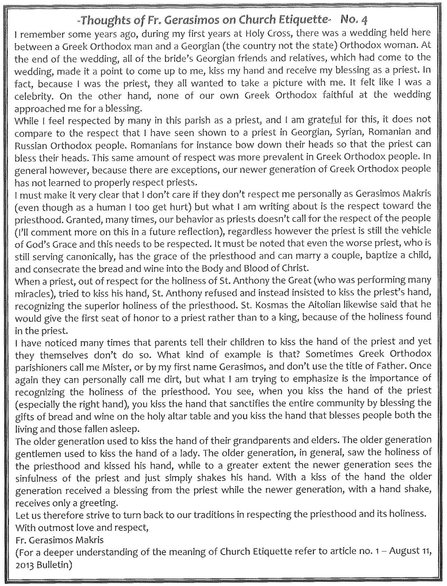 Church Etiquette — Holy Cross Greek Orthodox Church of Brooklyn