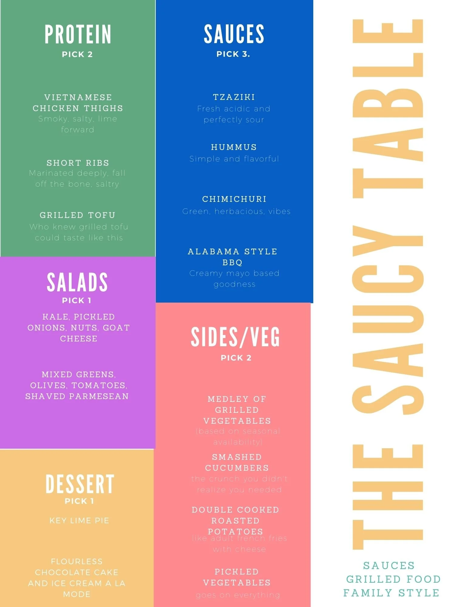 FAMILY STYLE SAMPLE MENU — The Saucy Table