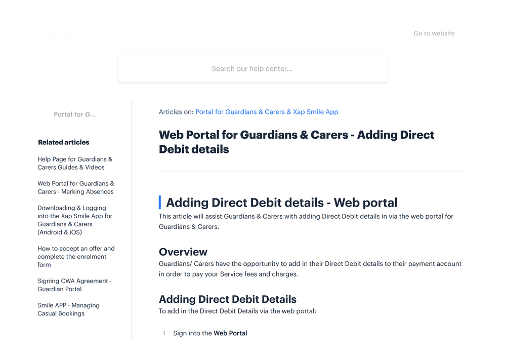 Manage Direct Debit Information — WAO Early Learning