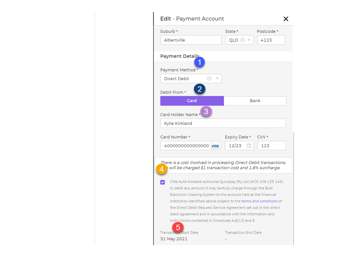 Manage Direct Debit Information — WAO Early Learning