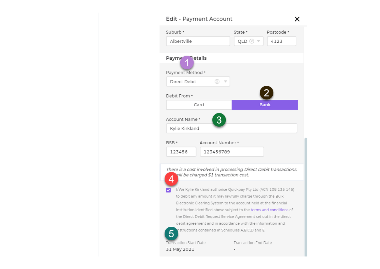 Manage Direct Debit Information — WAO Early Learning