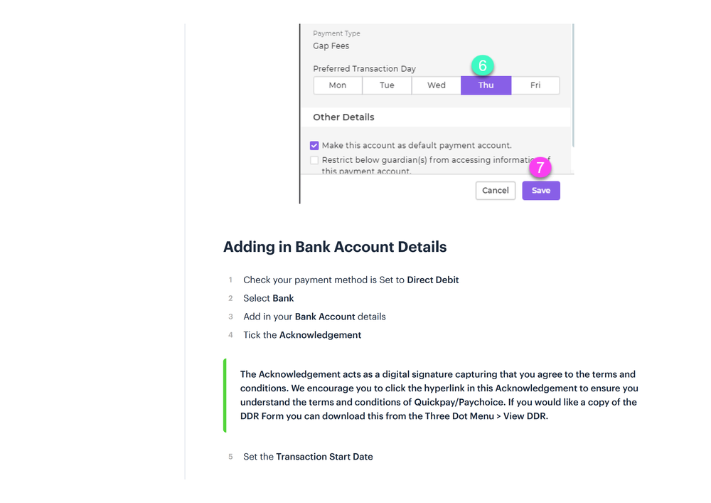 Manage Direct Debit Information — WAO Early Learning