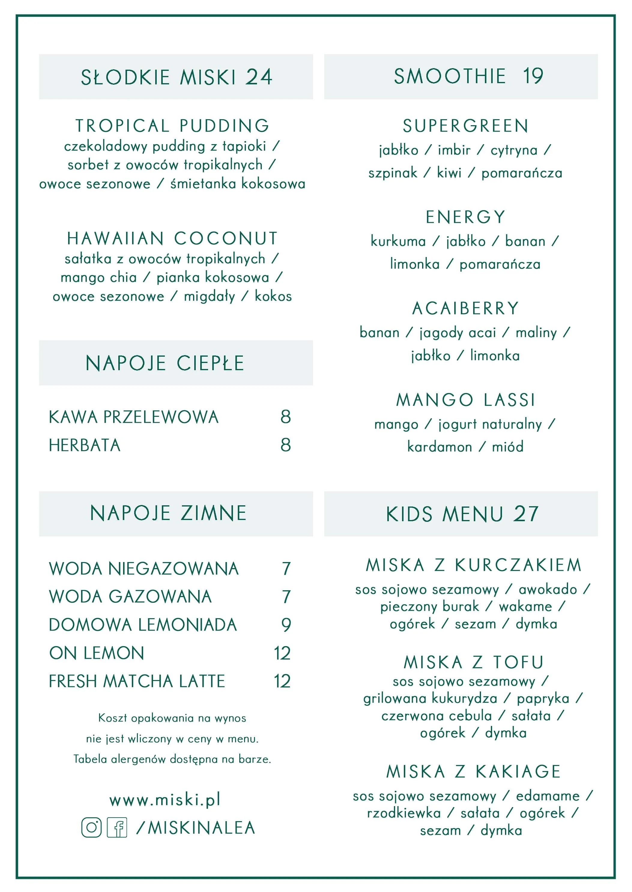 MENU miski w Krakowie — miski
