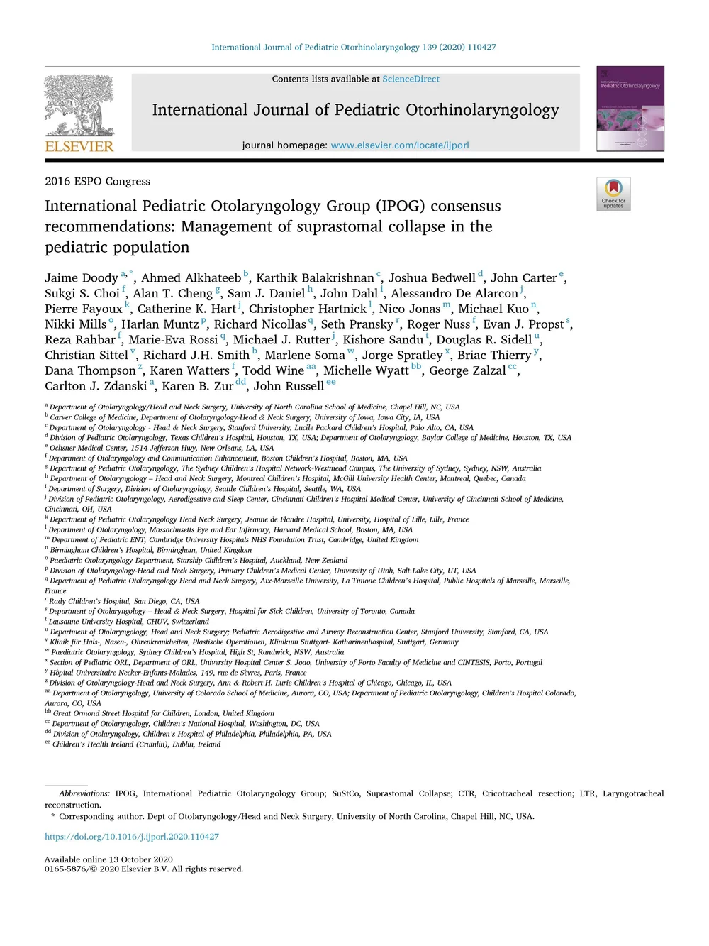 IPOG Articles — International Pediatric Otolaryngology Group